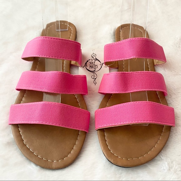 Soulmates | Shoes | Nwt Solemates Hot Pink 3 Strap Flat Sandals Slides ...
